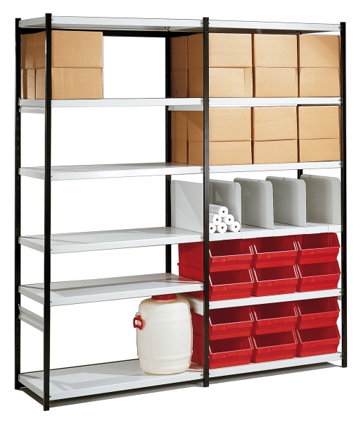 Kerkmann étagère champ Stora 100 L 1000 x P 300 x H 2250 mm noir/gris ...